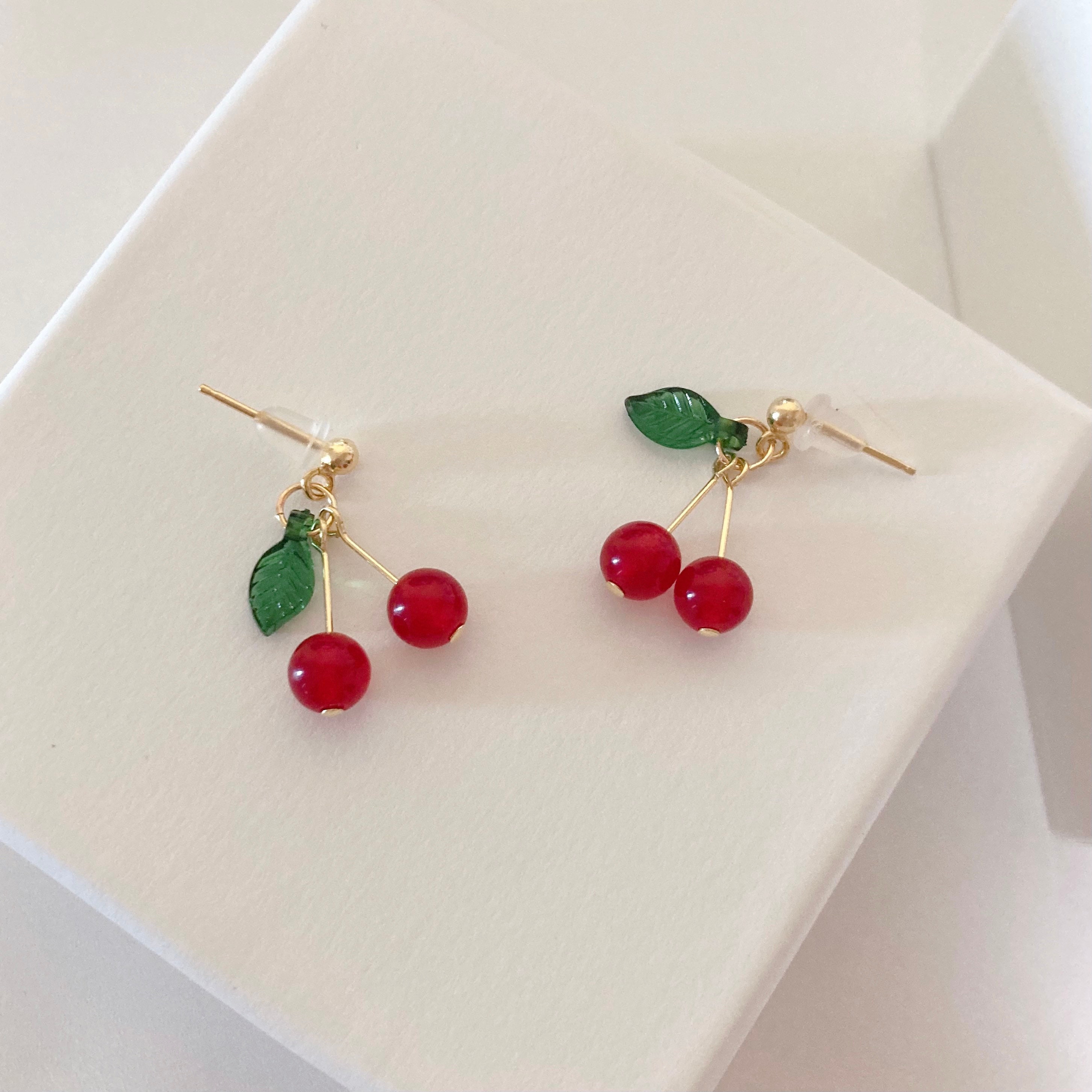 Cherry beads earrings Beaded fruit earrings Dainty cherry | Etsy