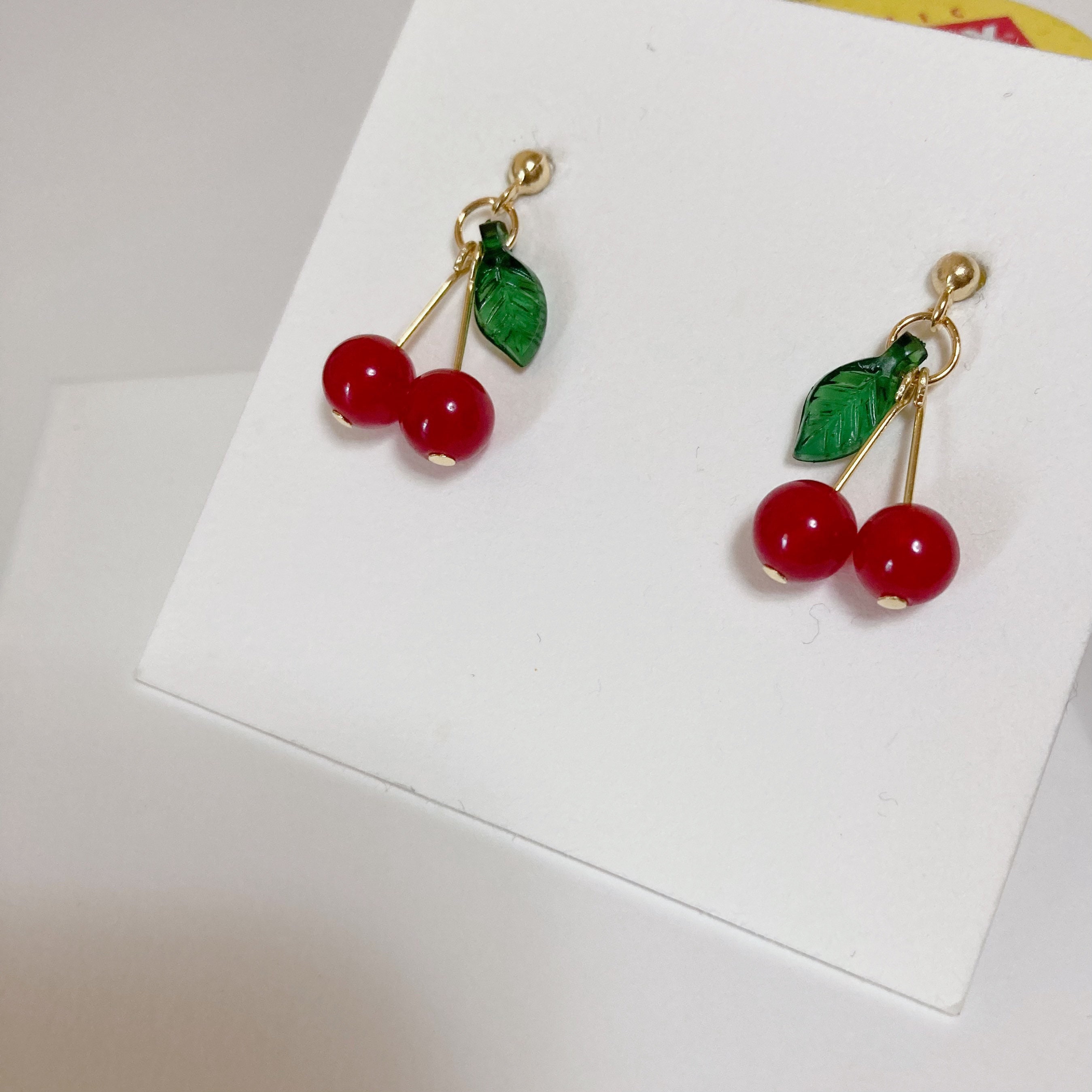 Cherry beads earrings Beaded fruit earrings Dainty cherry | Etsy