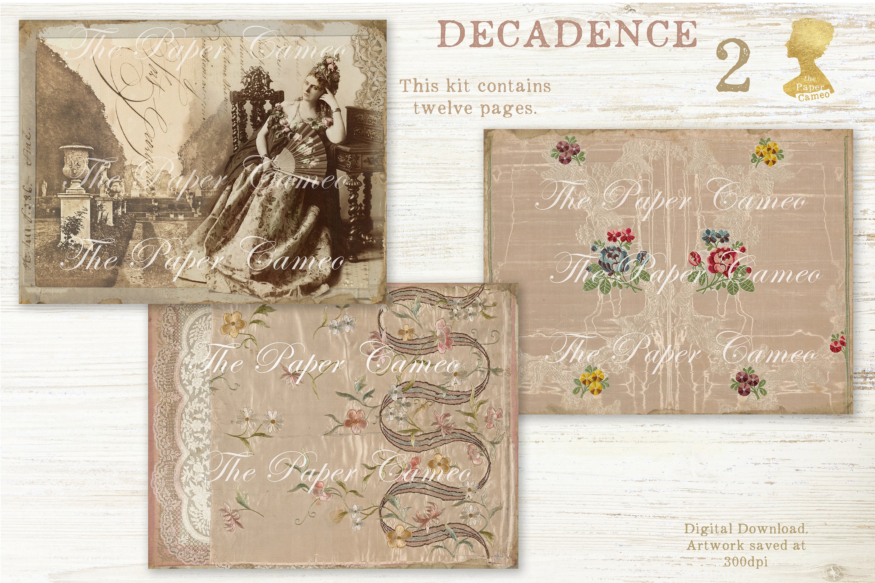 DECADENCE 2 Ephemera and Collage Pages Printable, Antique Sepia ...