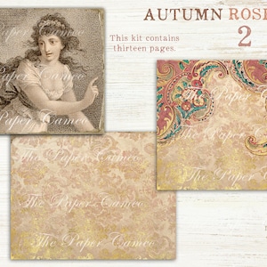 AUTUMN ROSE 2 Ephemera Printable, Autumn Themed Journal Ephemera ...