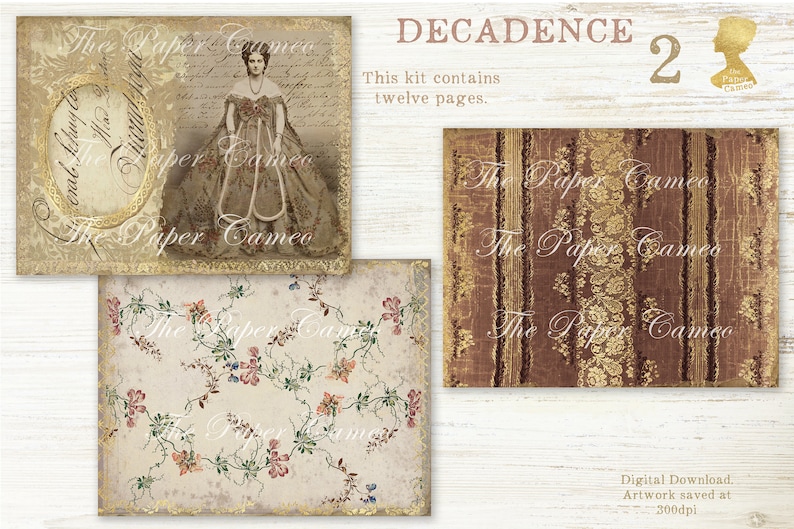 DECADENCE 2 Ephemera and Collage Pages Printable, Antique Sepia ...