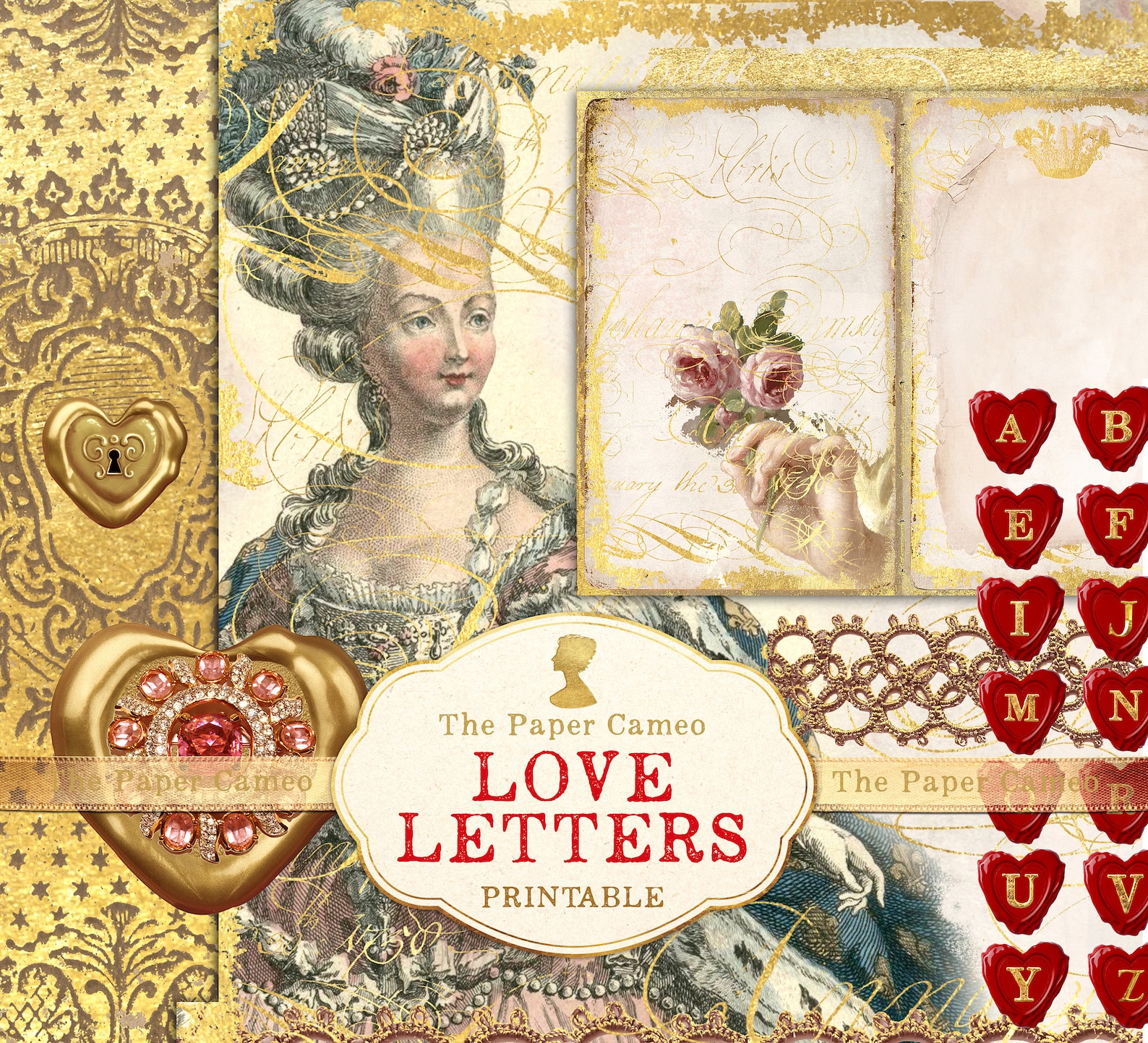 LOVE LETTERS Marie Antoinette Printable Vintage French Style - Etsy