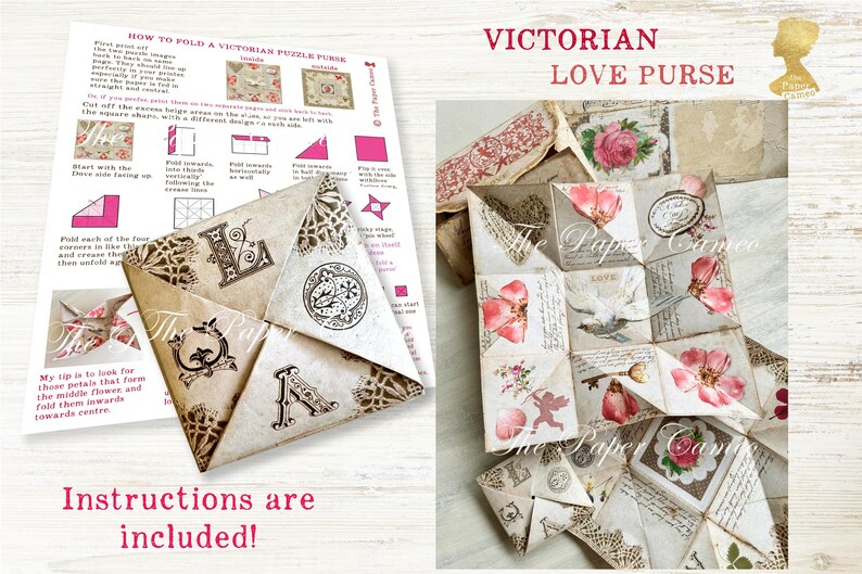 VICTORIAN LOVE PURSE Digital, Valentine Love Letter Printable, Antique ...