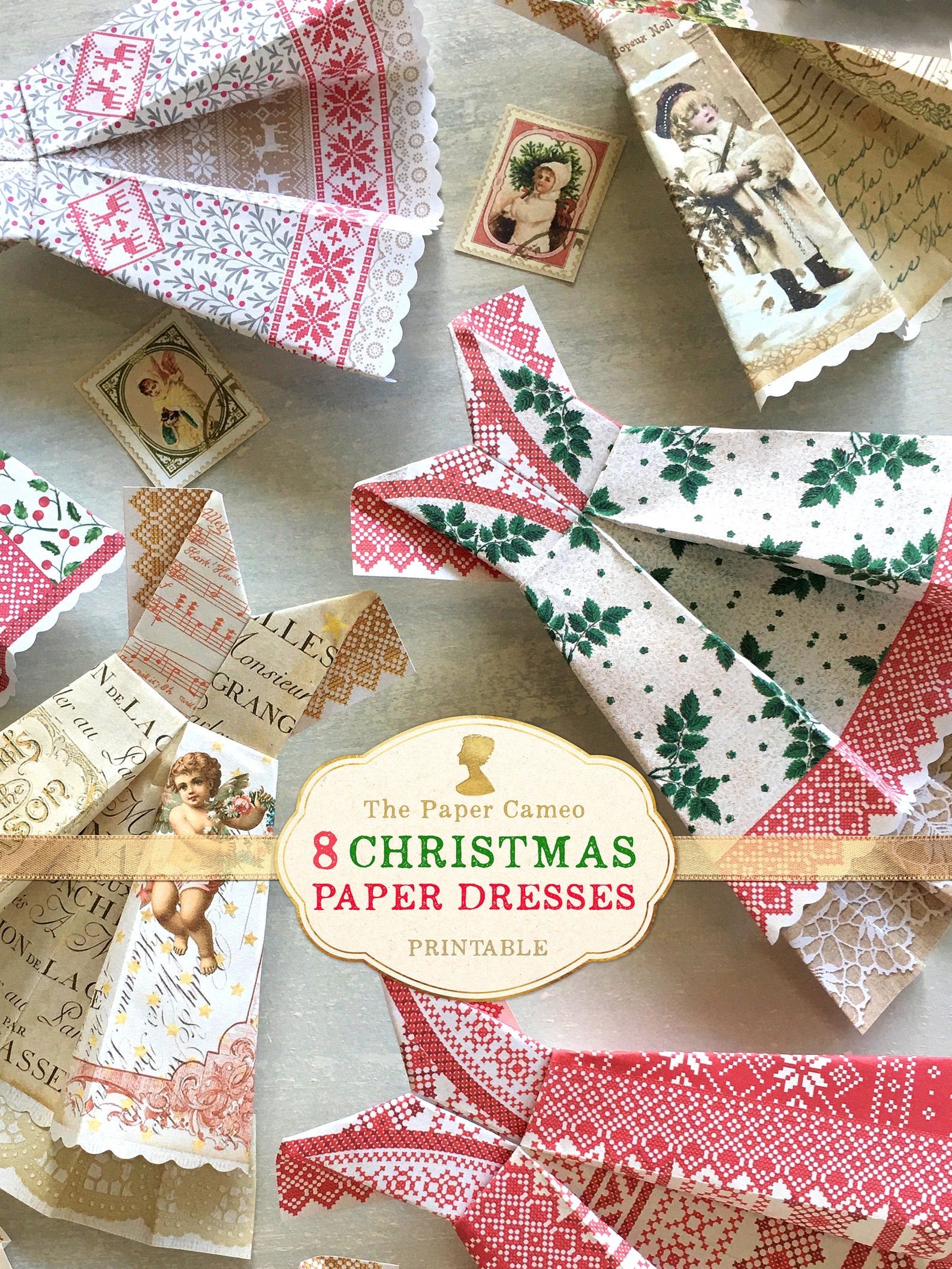 Eight Christmas Paper Dresses, Christmas Decorations Printable ...