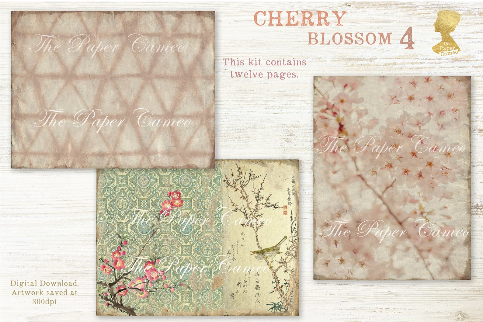 CHERRY BLOSSOM 4 Journal Digital, Japanese Theme Printable, Spring Junk ...