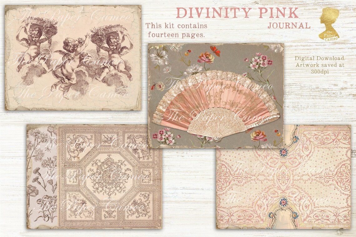 DIVINITY PINK Journal, Angel Journal Printable, Romantic French ...