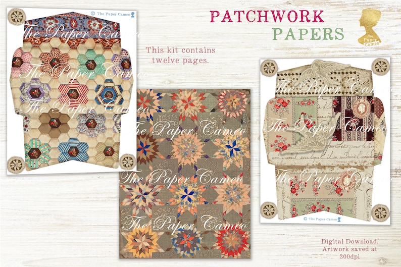 PATCHWORK PAPERS Digital Download, Patchwork Printables, Fabric ...