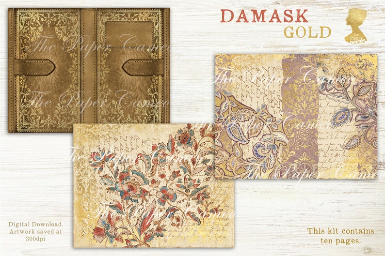 DAMASK GOLD Journal Printable, Autumn Theme Journal Printable, Autumn ...