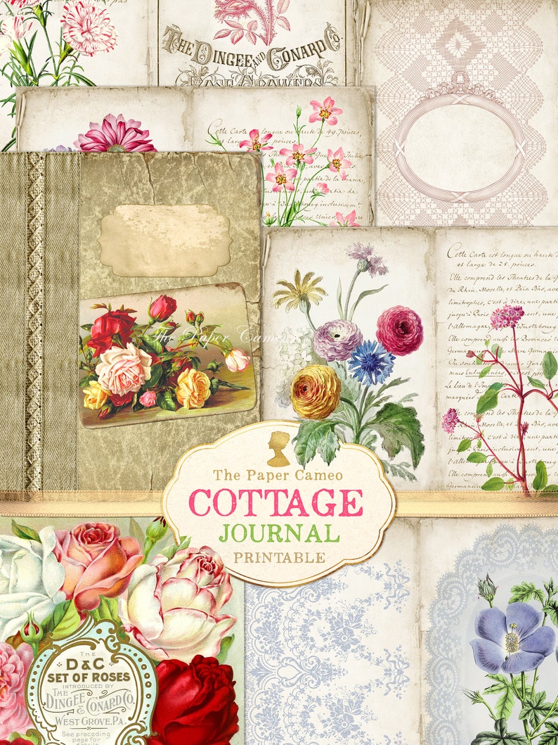 COTTAGE Journal Printable, Cottage Theme Junk Journal Digital Download ...