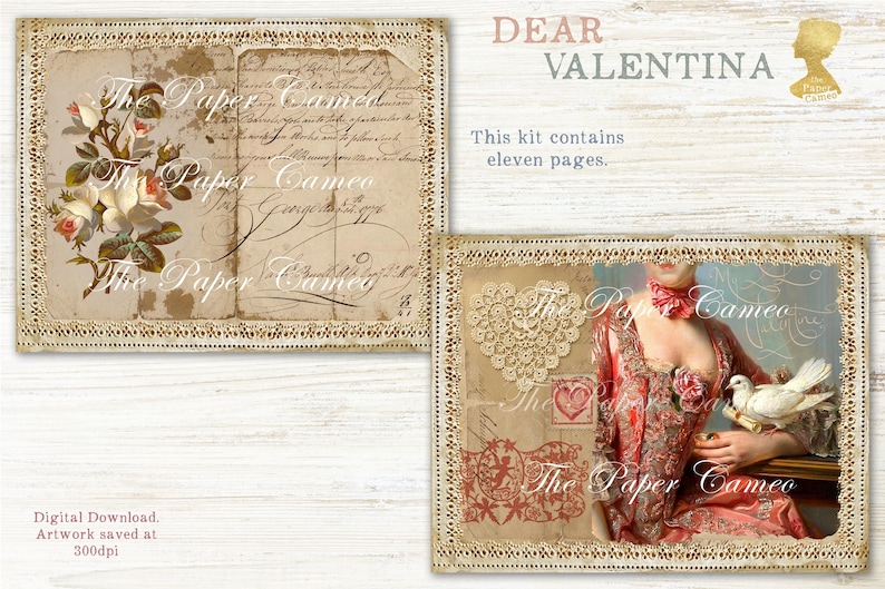 DEAR VALENTINA 2 Valentine Themed Ephemera, Love Themed Collage Papers ...
