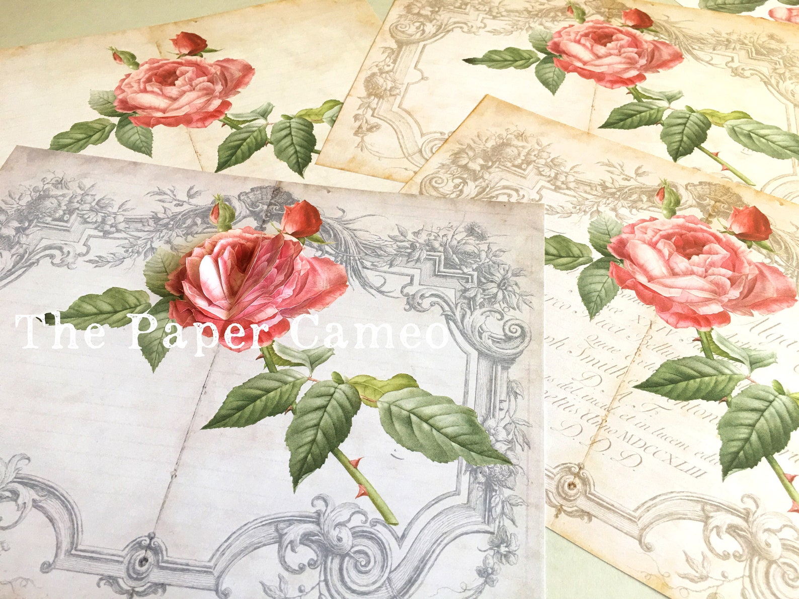 RED ROSE Printable Junk Journal Insert, Rose Pop up Paper Craft, Rose ...