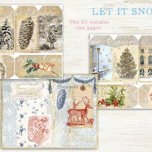 LET IT SNOW, Christmas Journal Printable, Shabby Chic Christmas ...