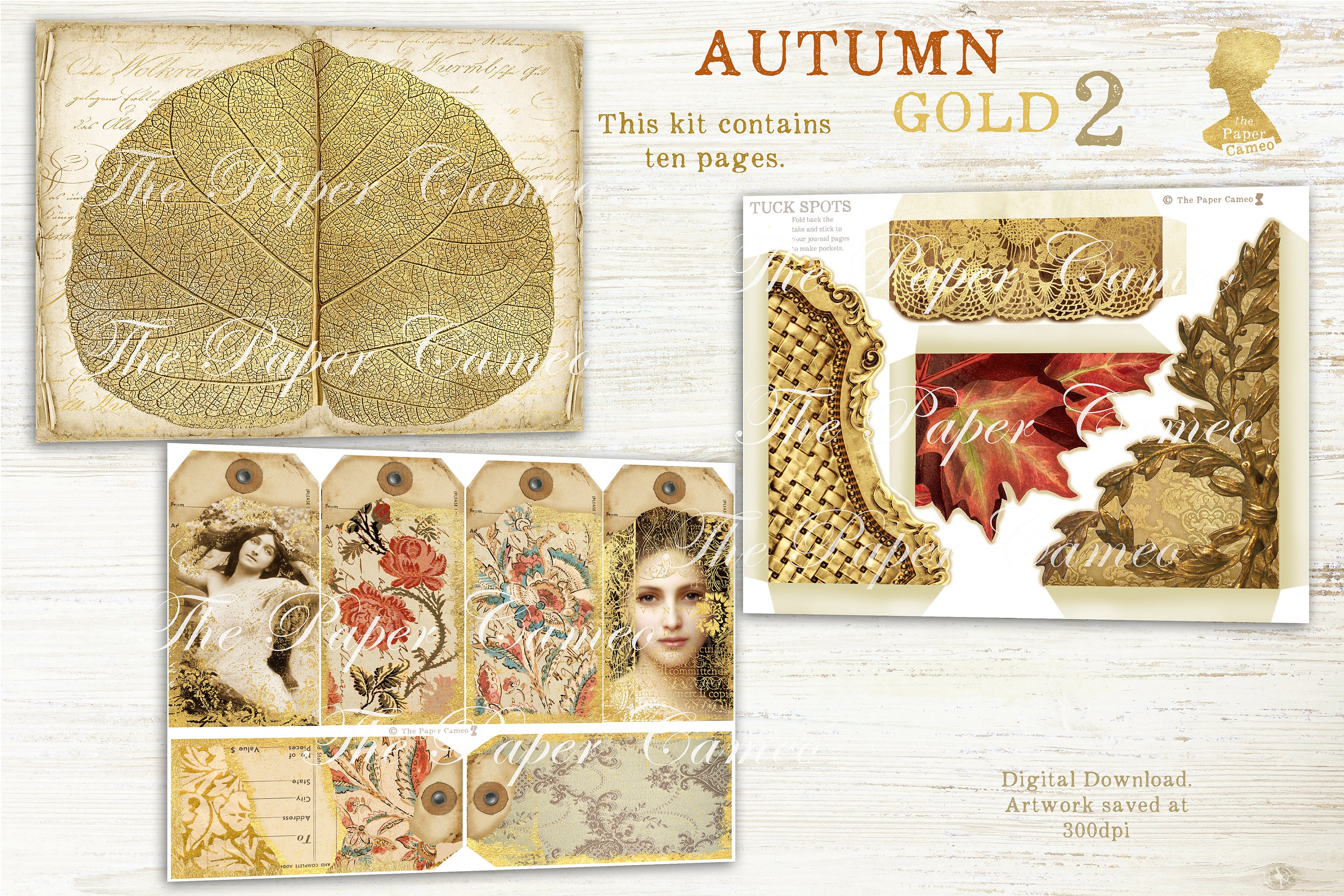 AUTUMN GOLD 2 Autumn Themed Ephemera Printable Autumn - Etsy