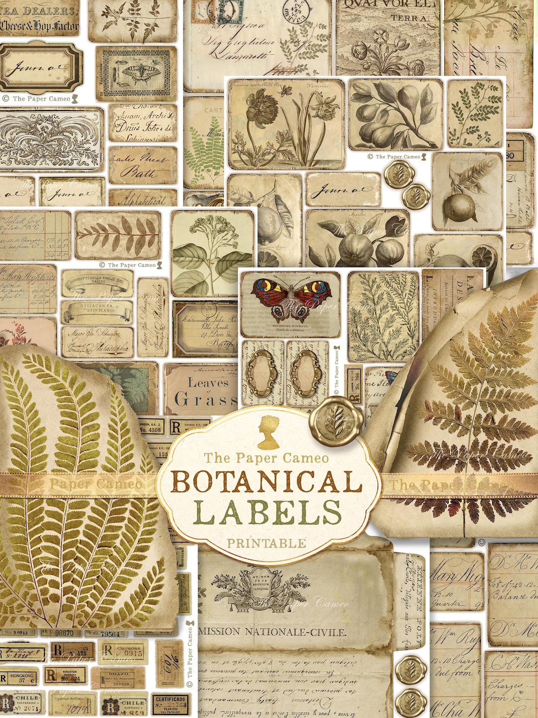 BOTANICAL LABELS Digital, Botanical Themed Ephemera Printable, Woodland ...