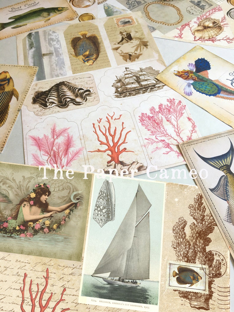 BY THE SEA Ephemera Printable Sea Theme Ephemera Digital - Etsy
