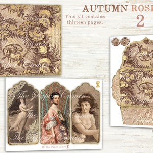 AUTUMN ROSE 2 Ephemera Printable, Autumn Themed Journal Ephemera ...