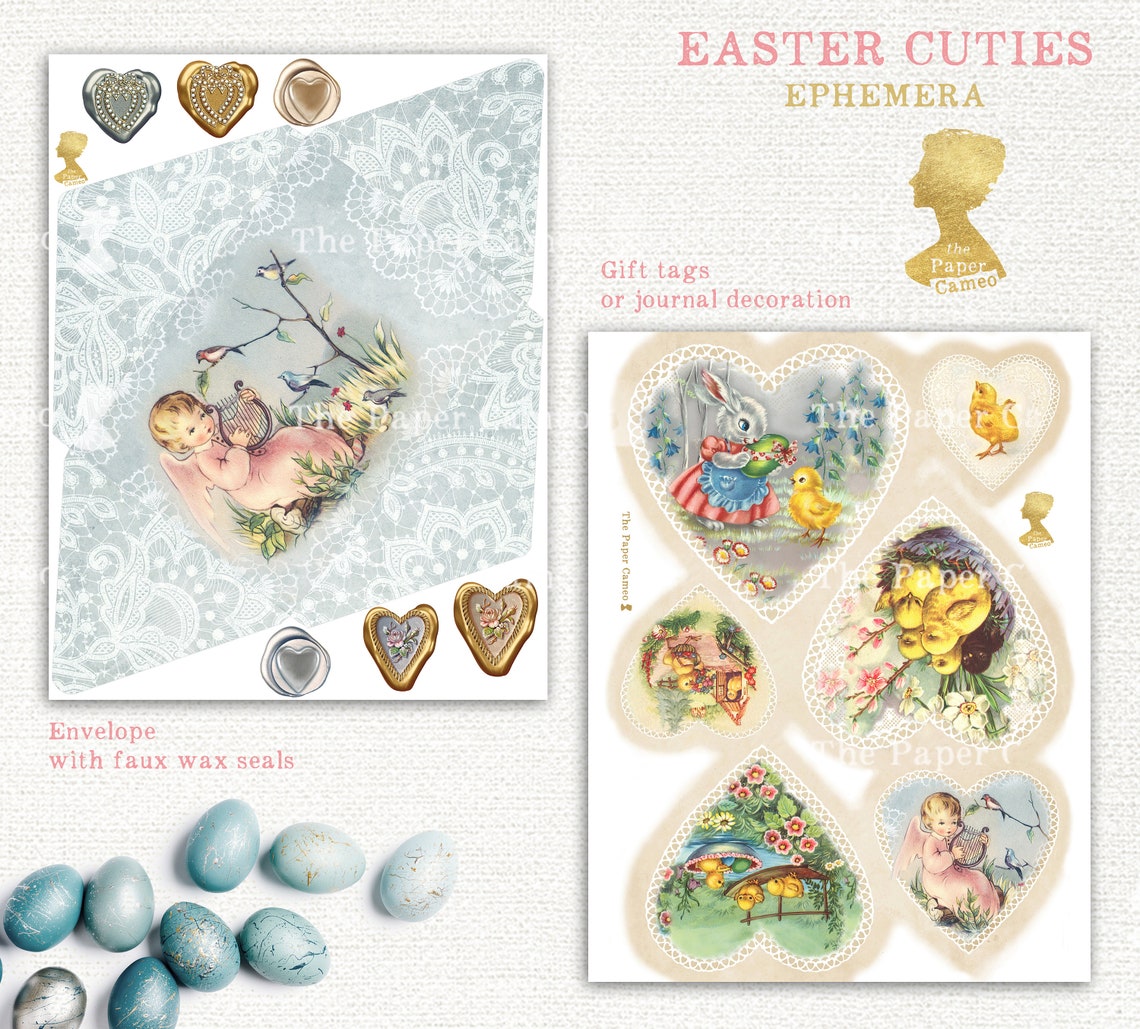 EASTER CUTIES Easter Ephemera Printable Kit Easter Gift - Etsy