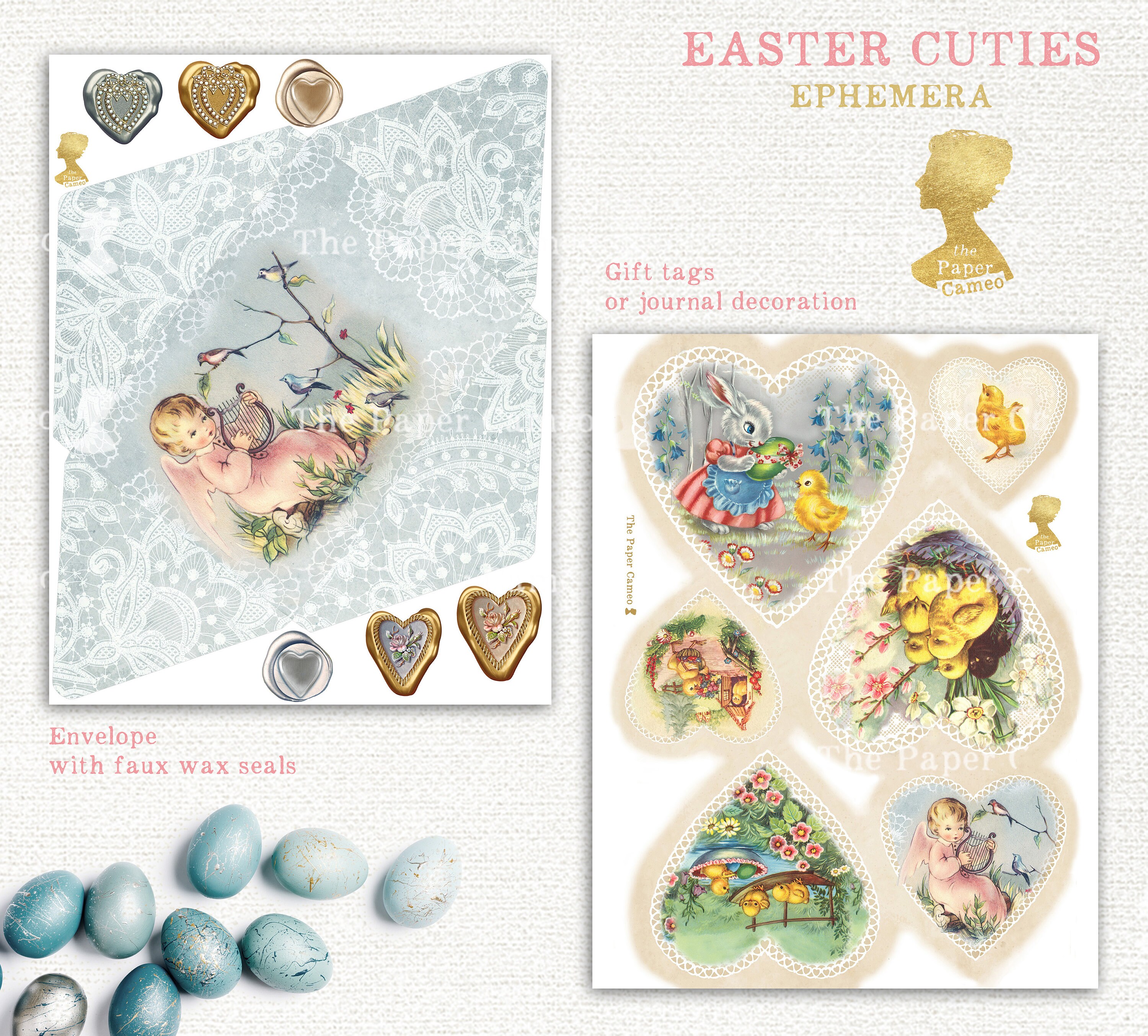 EASTER CUTIES Easter Ephemera Printable Kit Easter Gift - Etsy