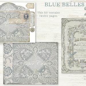 BLUE BELLES 2 Ephemera Printable, Blue Themed Digital Ephemera, Shabby ...