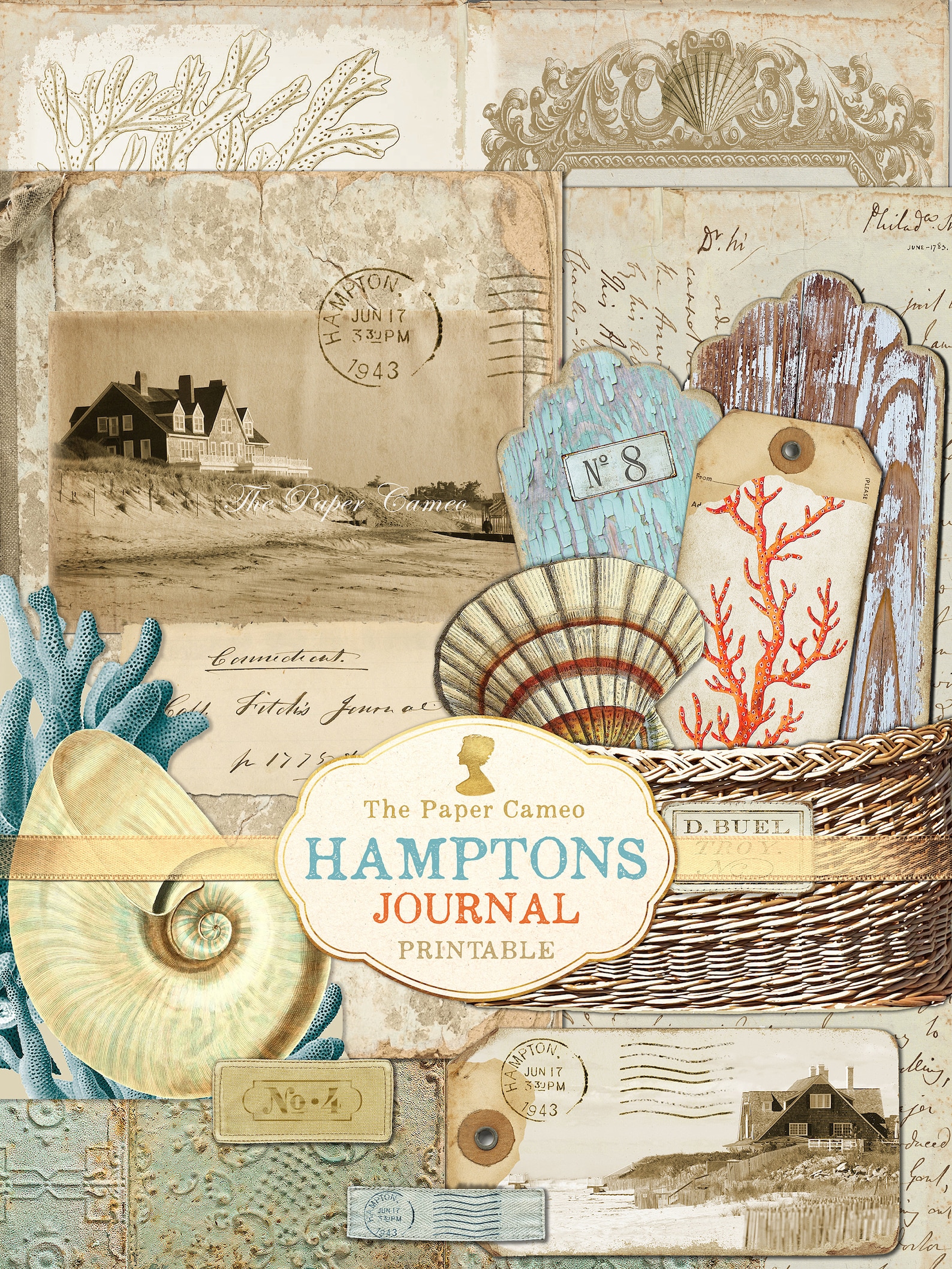 HAMPTONS, Sea Theme Printable Journal, Sea Junk Journal, Seaside ...