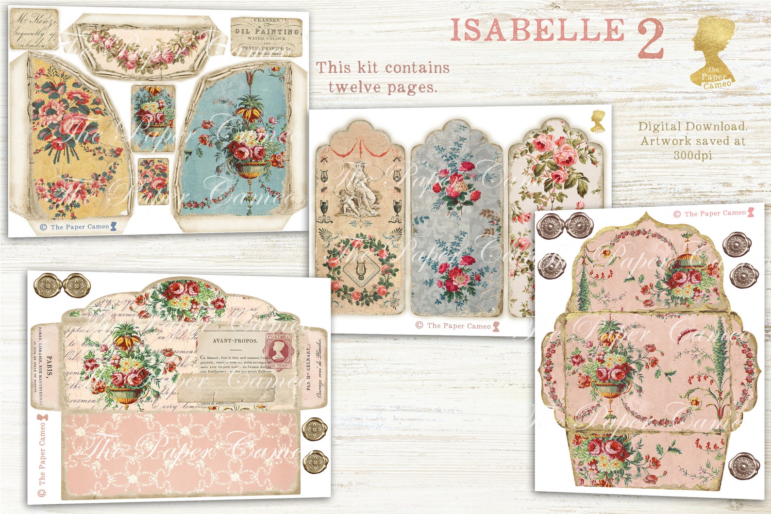 ISABELLE 2 Ephemera, Vintage French Style Ephemera Printable, Shabby ...