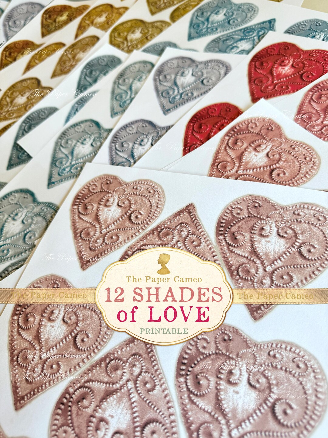 12 Shades of Love Digital Download, Valentine Heart Tags, Love Heart ...