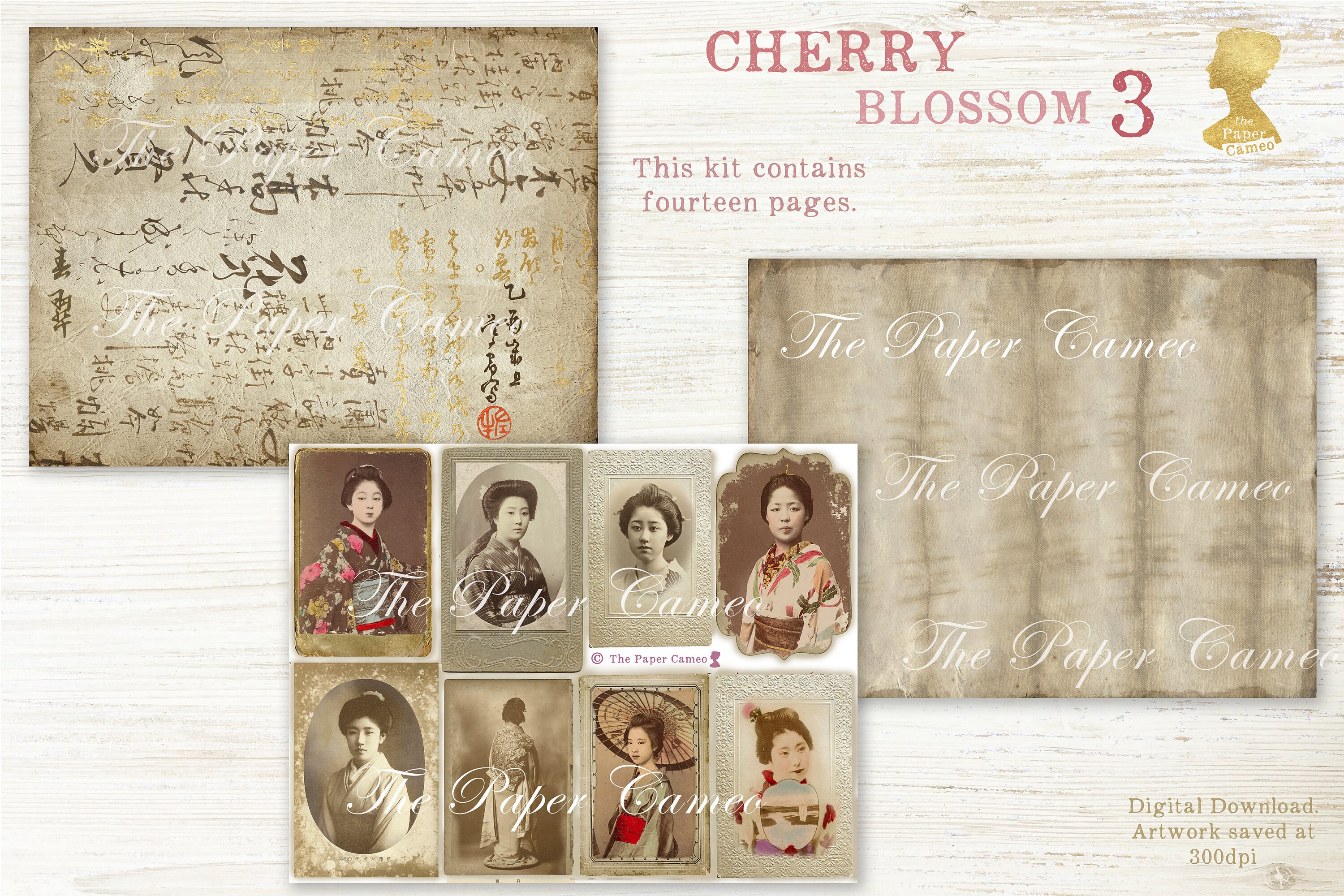 CHERRY BLOSSOM 3 Digital, Japanese Theme Printable, Spring Junk Journal ...