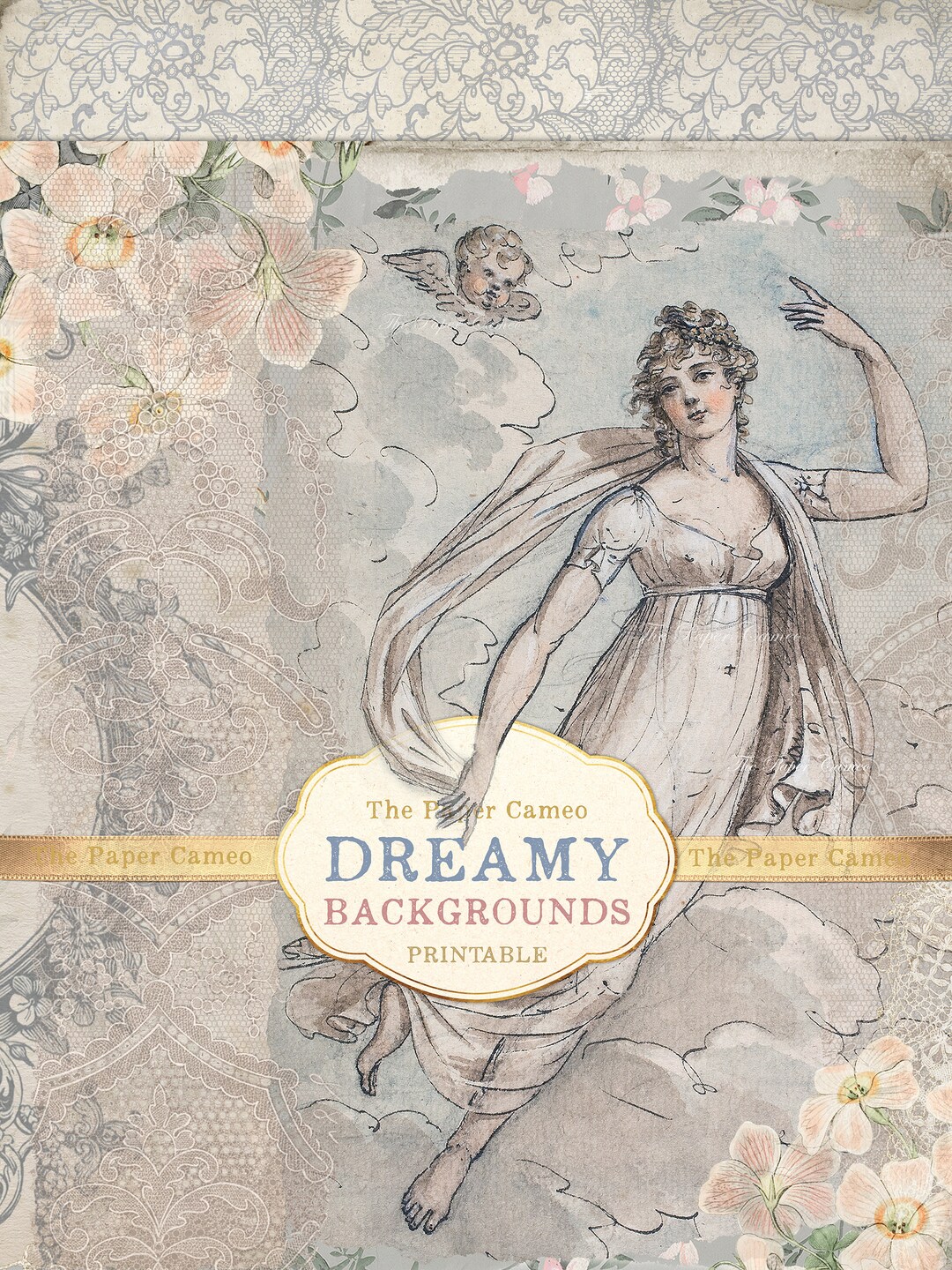 DREAMY BACKGROUNDS, Neutral Background Digitals, Vintage Lace ...