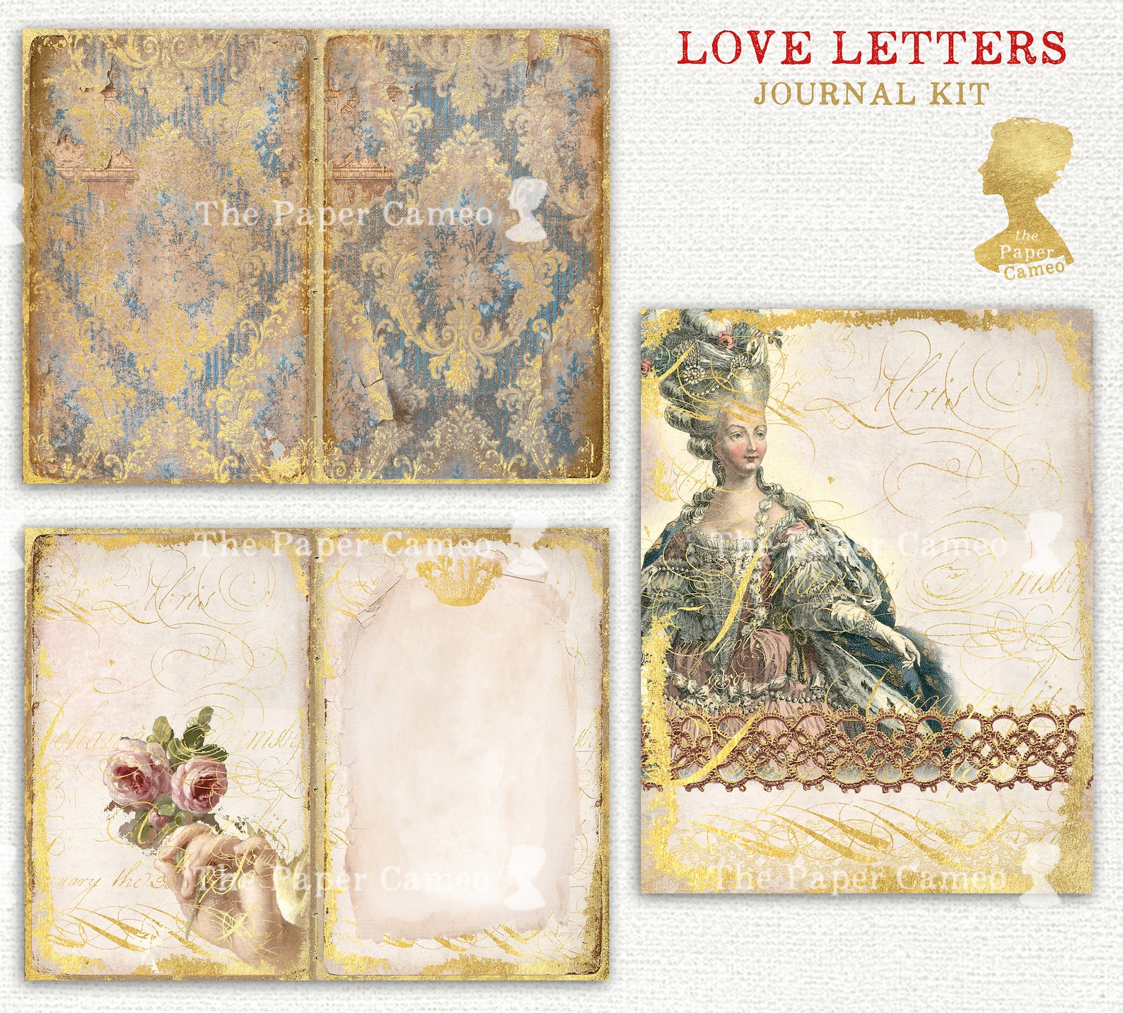 LOVE LETTERS, Marie Antoinette Printable, Vintage French Style Ephemera ...