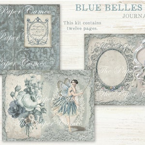 BLUE BELLES Journal Printable, Blue Digital Junk Journal, Romantic Teal ...