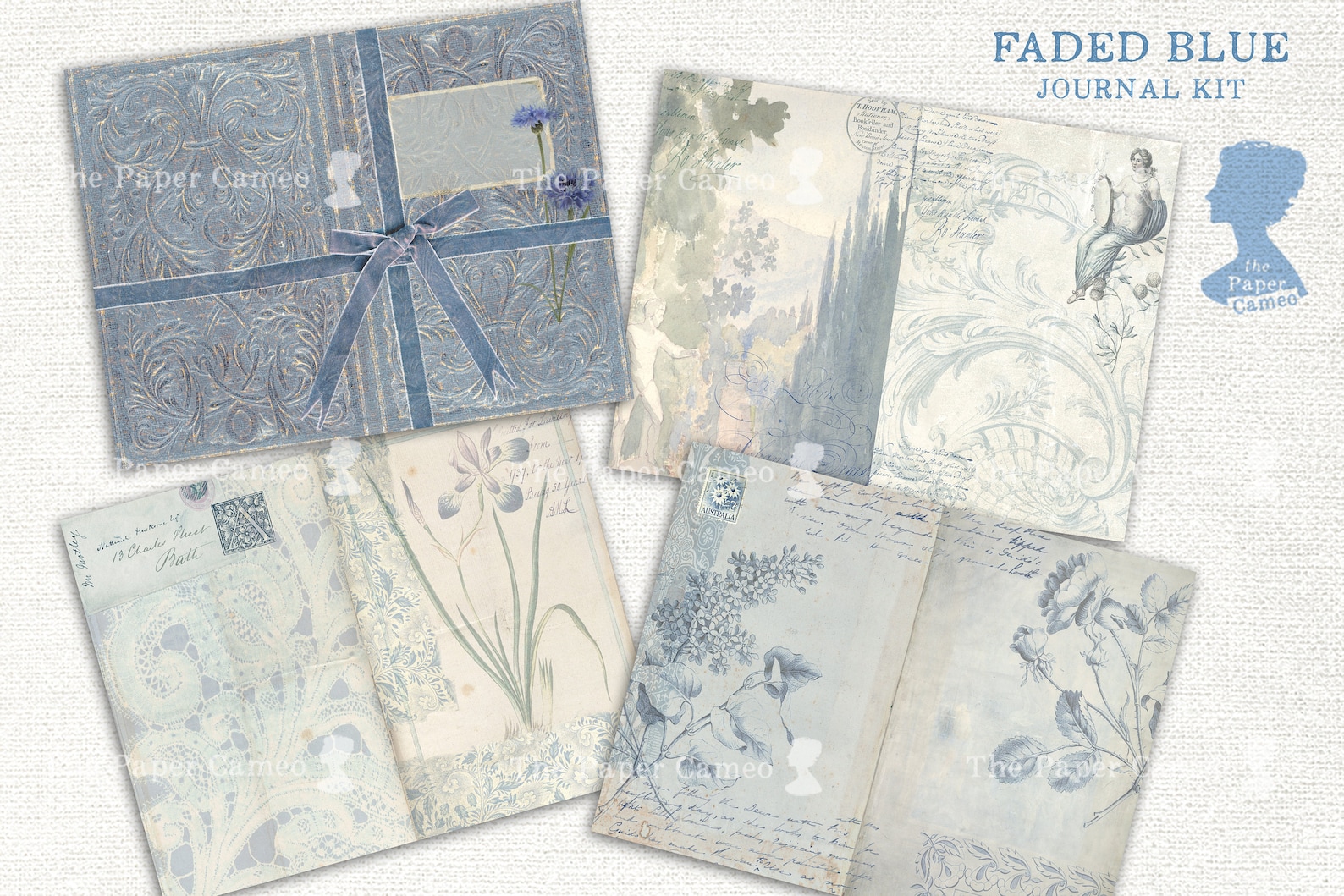 FADED BLUE Journal,blue Themed Journal Printable Digital Kit, Shabby ...