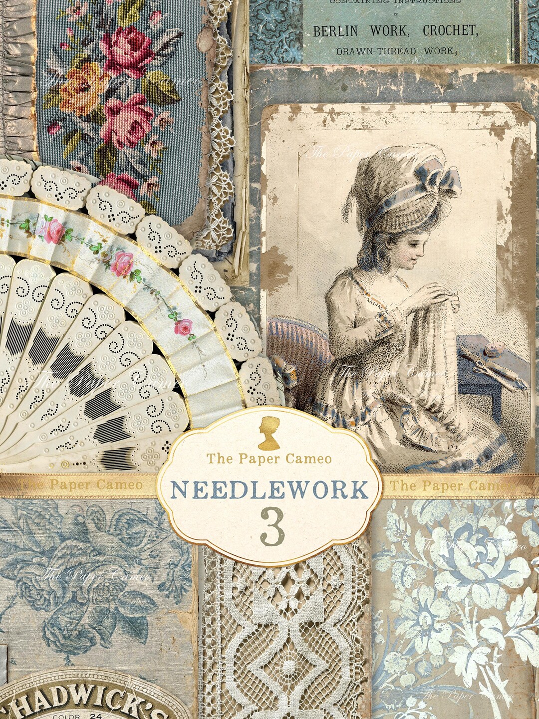 NEEDLEWORK 3 Junk Journal Digital, Needlework Themed Printable, Sewing ...