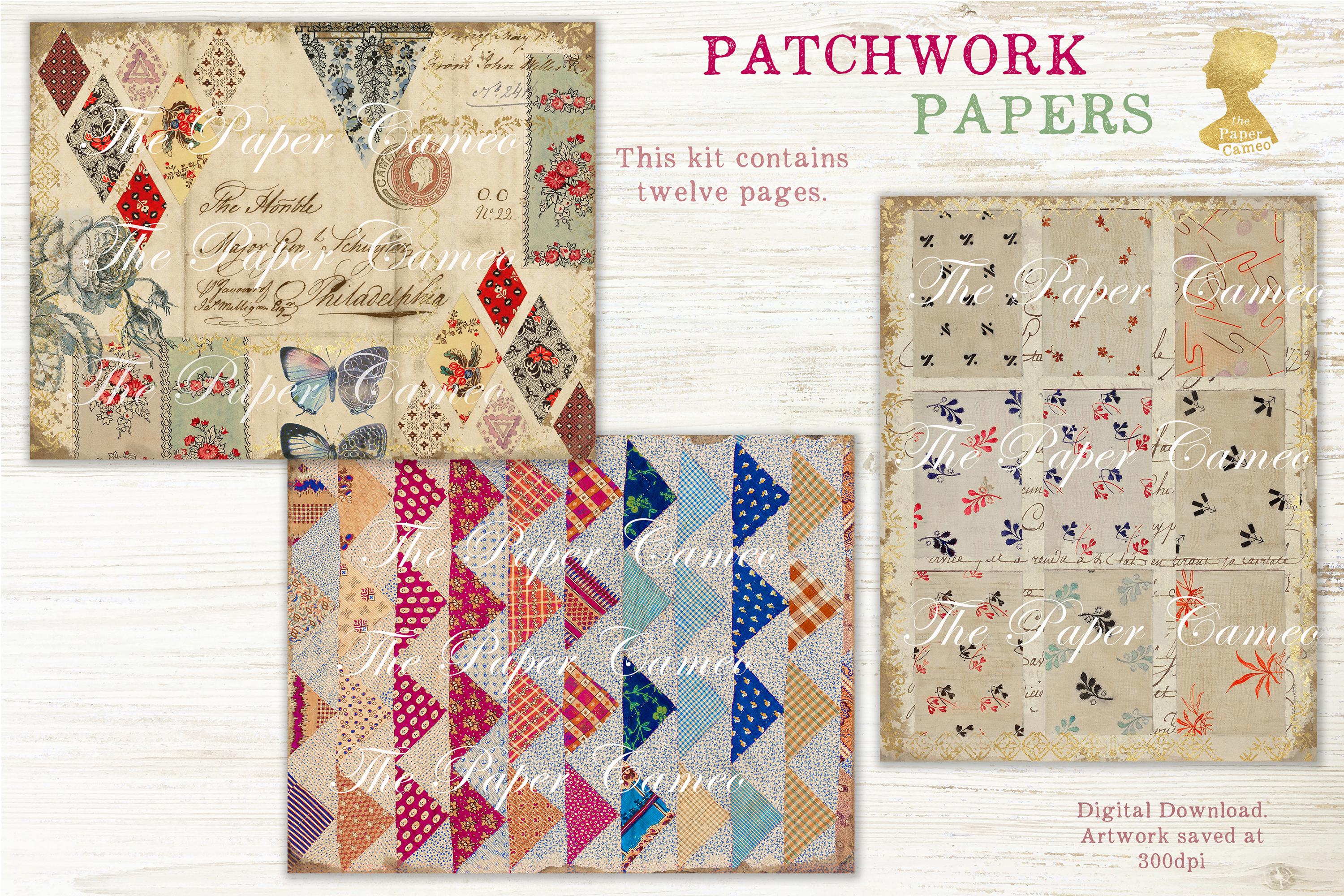 PATCHWORK PAPERS Digital Download, Patchwork Printables, Fabric ...
