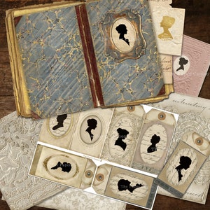 CAMEO & LACE Journal Printable, Paper Cameo Gift Tags Digital, Vintage ...