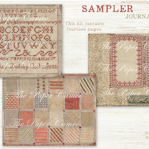 SAMPLER Journal Printable, Antique Sampler Digital, Antique Stitching ...