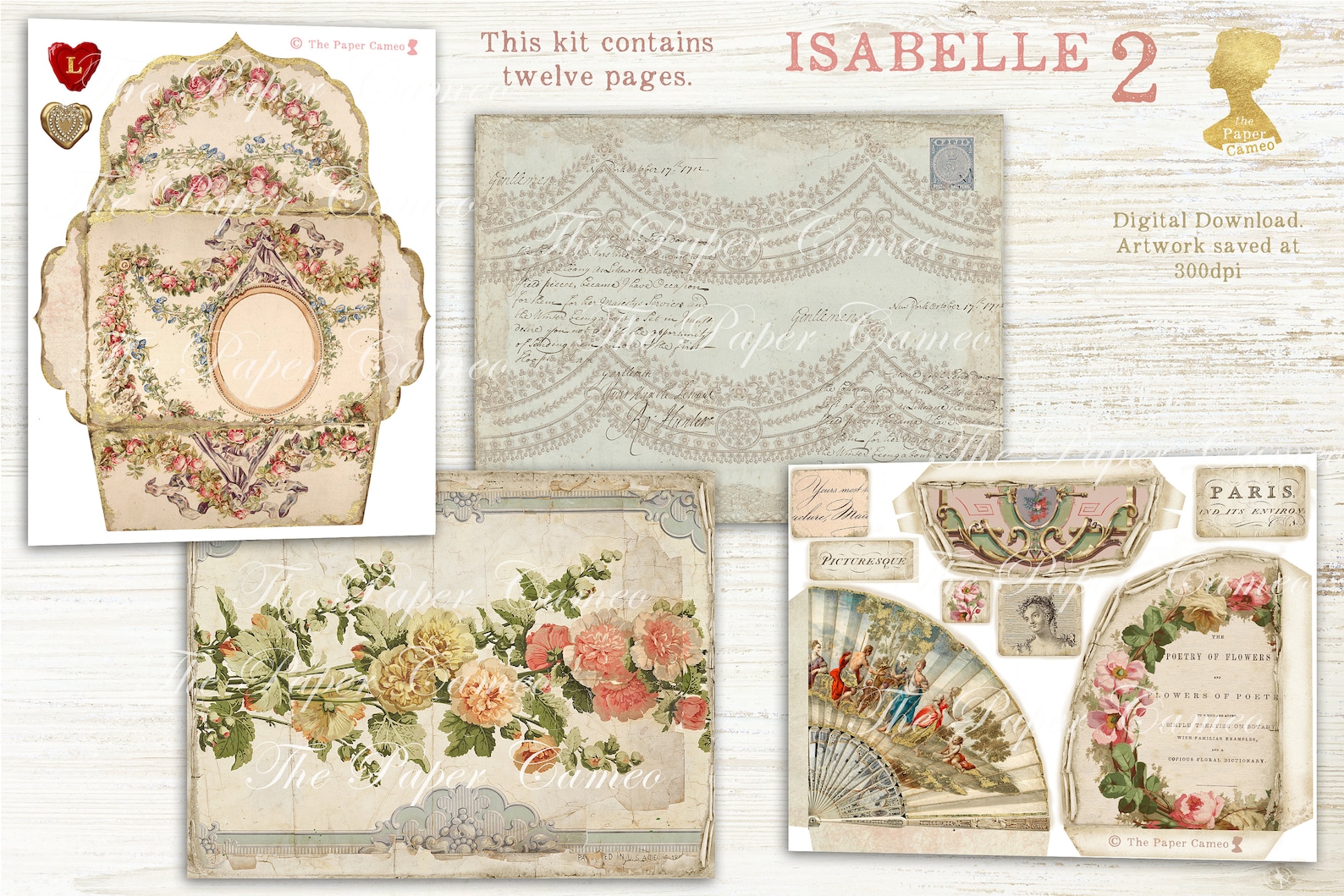 ISABELLE 2 Ephemera, Vintage French Style Ephemera Printable, Shabby ...