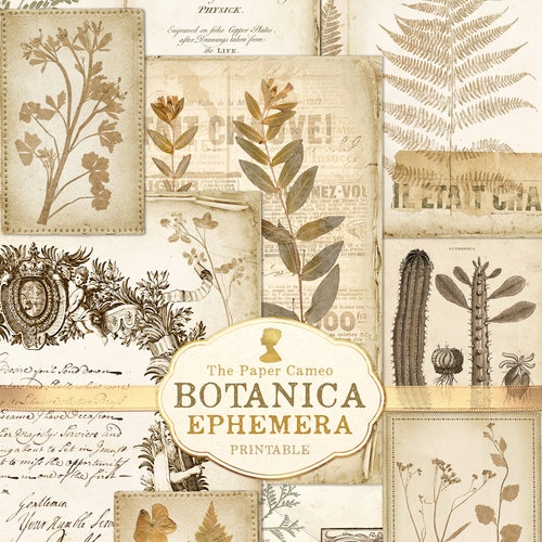 BOTANICA Ephemera Botanical Printable Digital Vintage - Etsy
