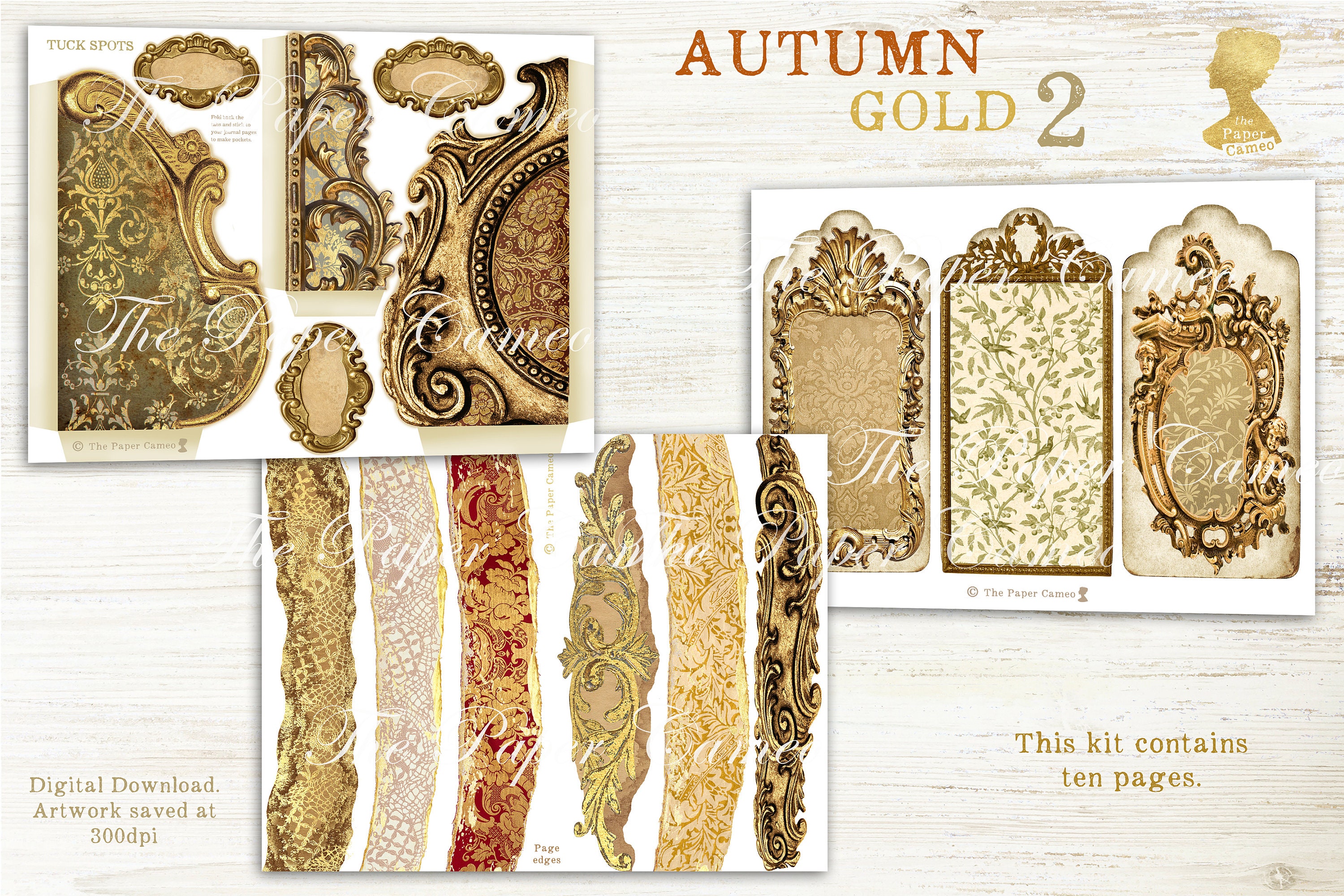 AUTUMN GOLD 2 Autumn Themed Ephemera Printable Autumn - Etsy