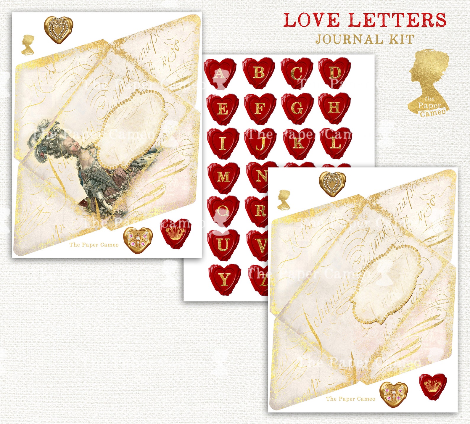 LOVE LETTERS, Marie Antoinette Printable, Vintage French Style Ephemera ...