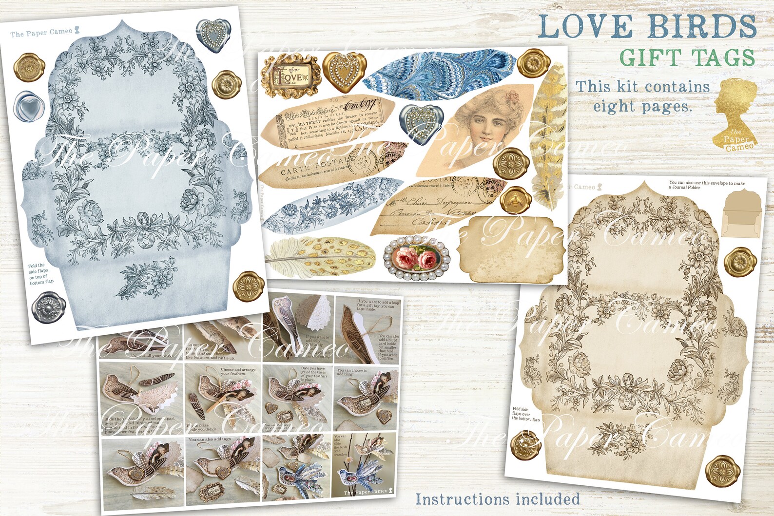 Love Birds Gift Tags Bird Digital Download Bird Printable | Etsy