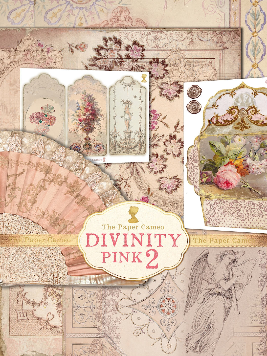 DIVINITY PINK 2 Ephemera, Angel Ephemera Printable, Romantic French ...
