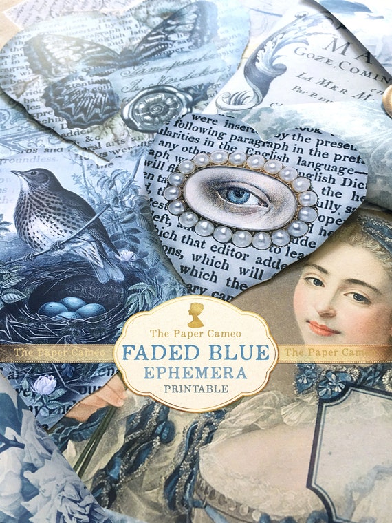 FADED BLUE Ephemera Printable Gift Tags Instant Download - Etsy