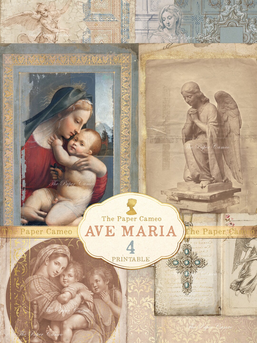 AVE MARIA 4 Journal Printable, Madonna and Child Digital, Holy ...