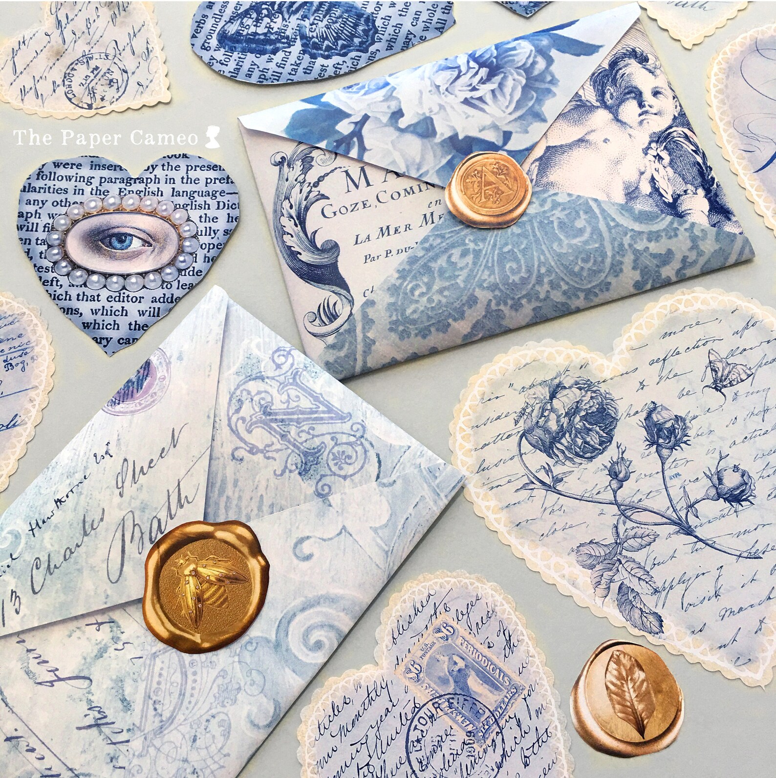 FADED BLUE Ephemera Printable Gift Tags Instant Download - Etsy