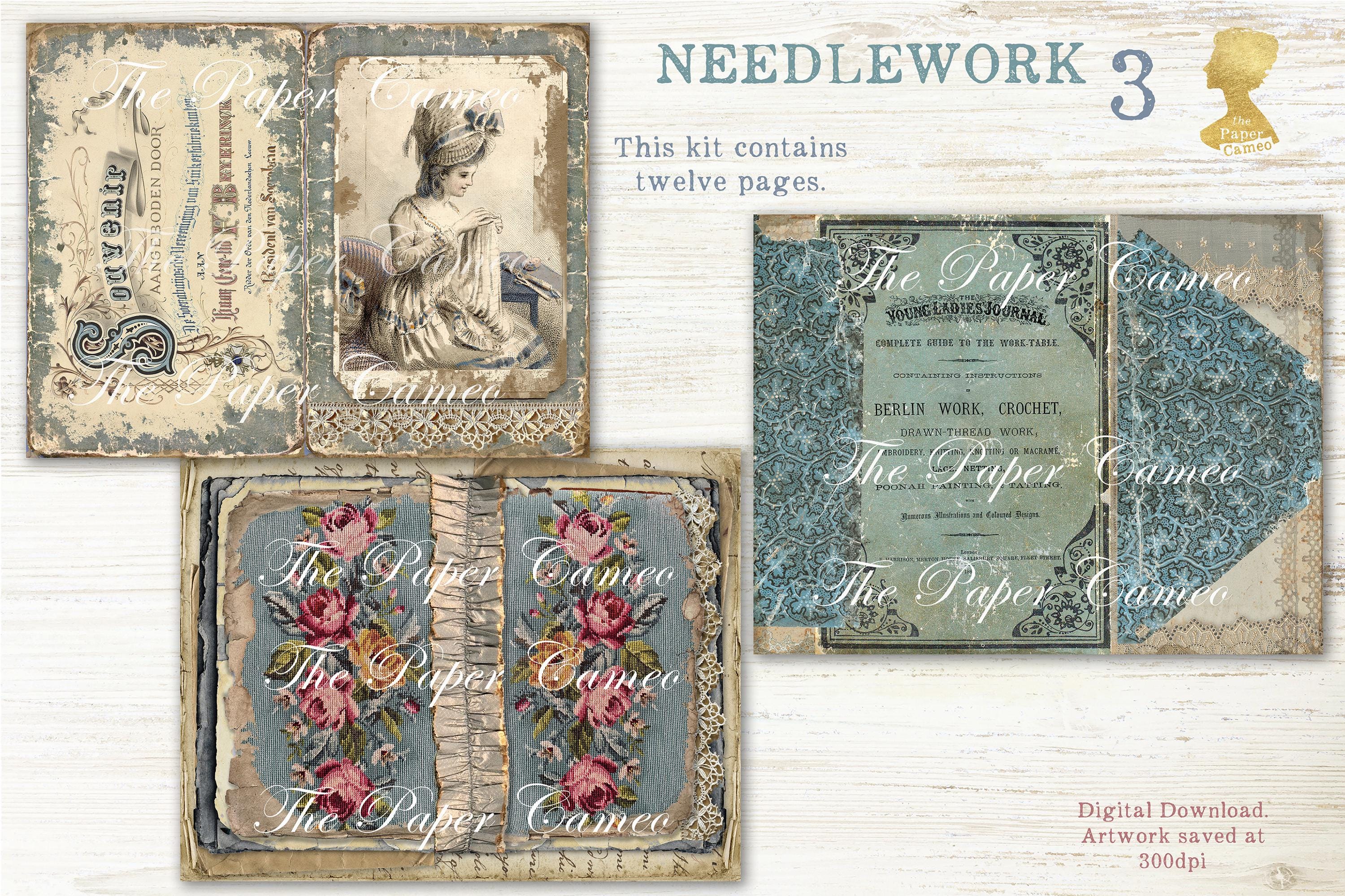 NEEDLEWORK 3 Junk Journal Digital, Needlework Themed Printable, Sewing ...