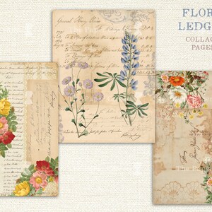 FLORA LEDGER Floral Ledger Paper Printable Vintage Floral - Etsy