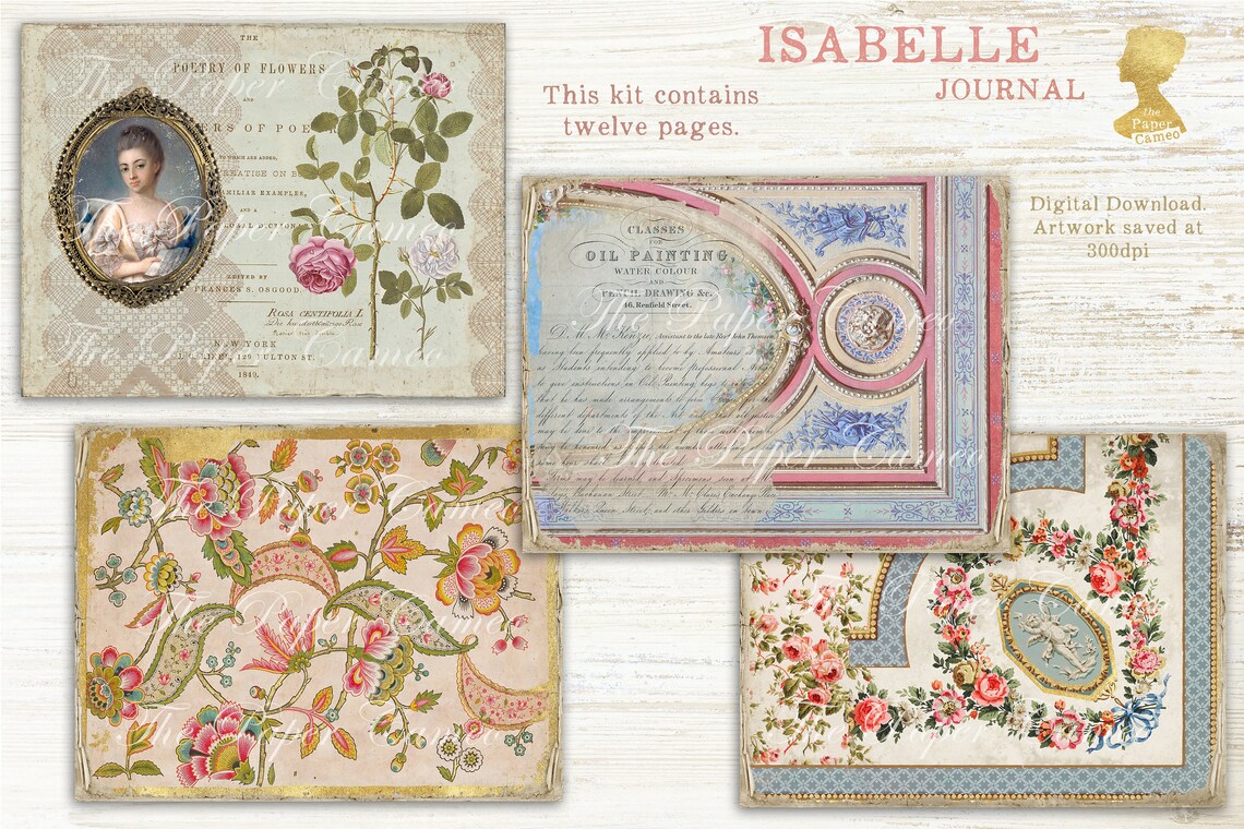 ISABELLE Journal Printable, Vintage French Style Junk Journal Digital ...