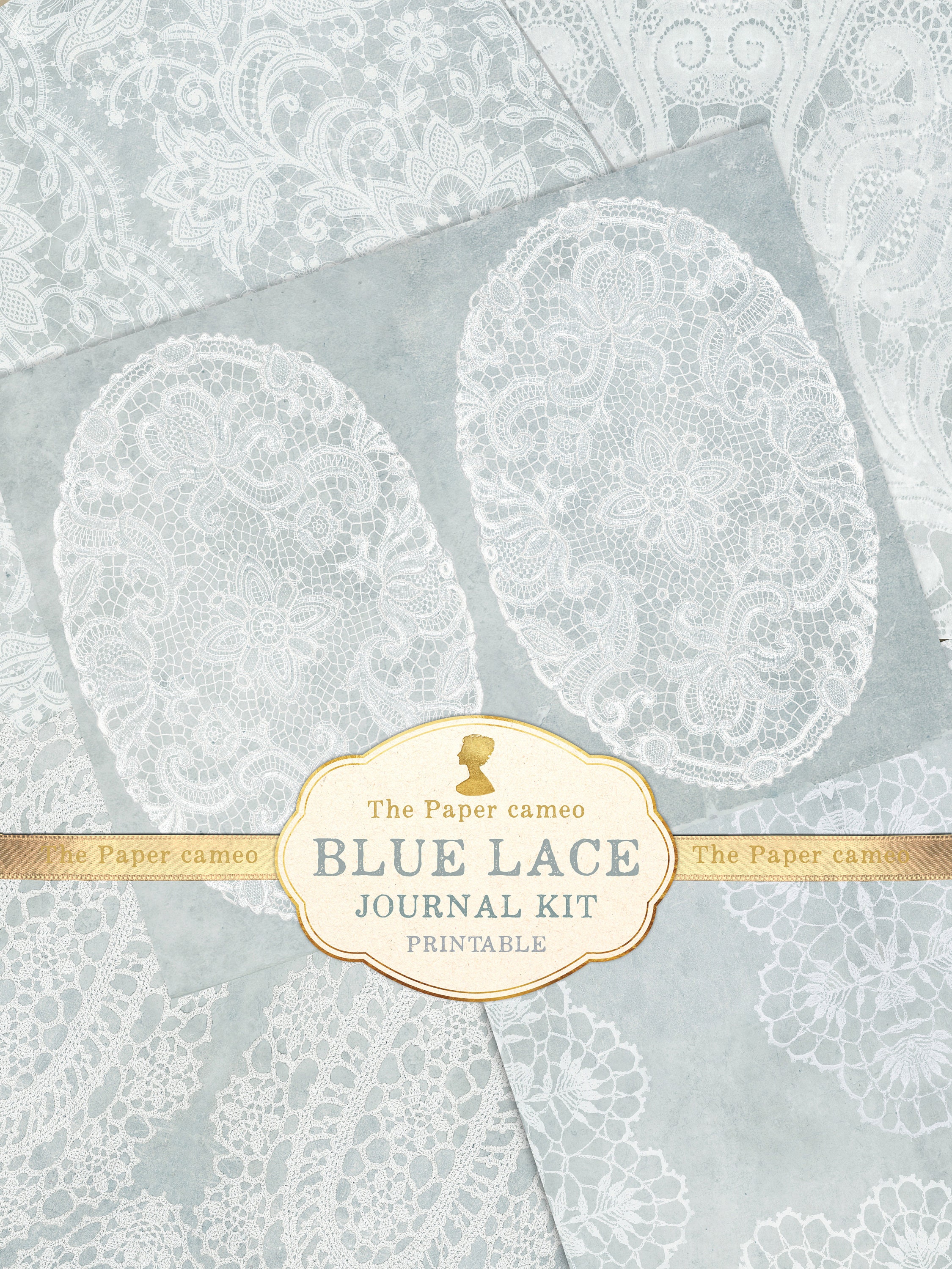 BLUE LACE Journal Pages Printable Vintage Lace Junk Journal - Etsy