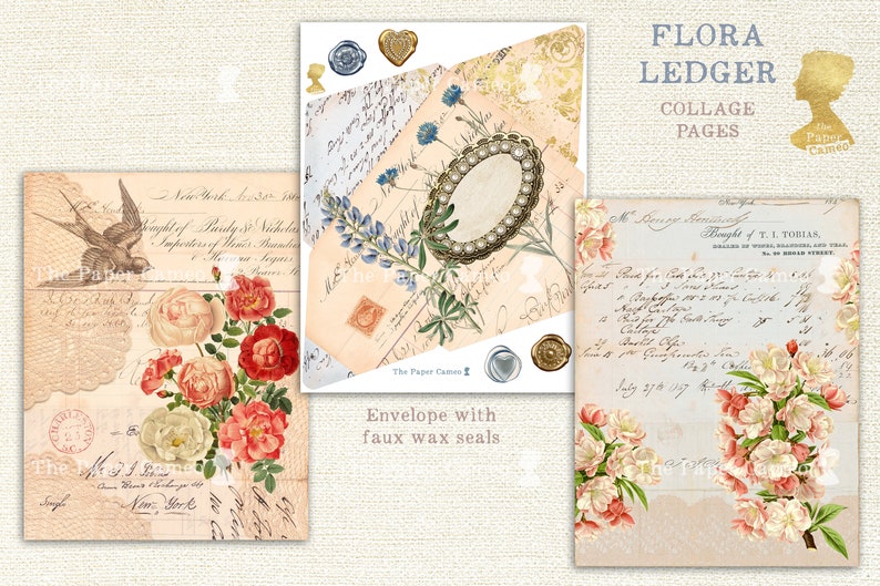 FLORA LEDGER Floral Ledger Paper Printable Vintage Floral - Etsy