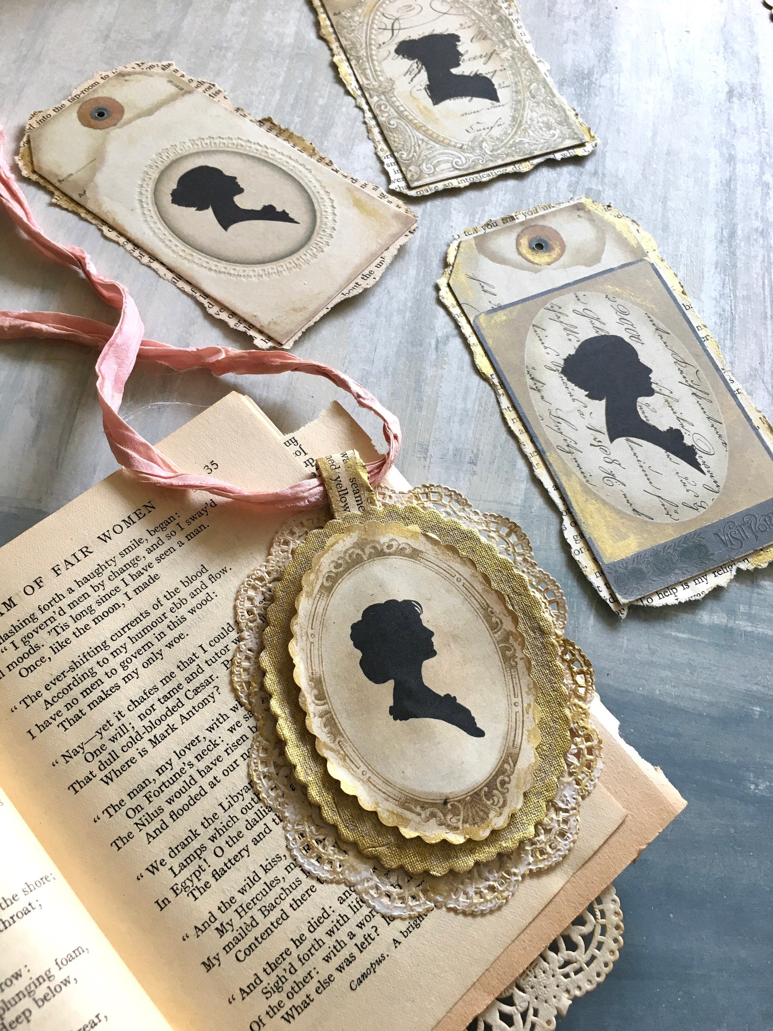 CAMEO & LACE Journal Printable, Paper Cameo Gift Tags Digital, Vintage ...